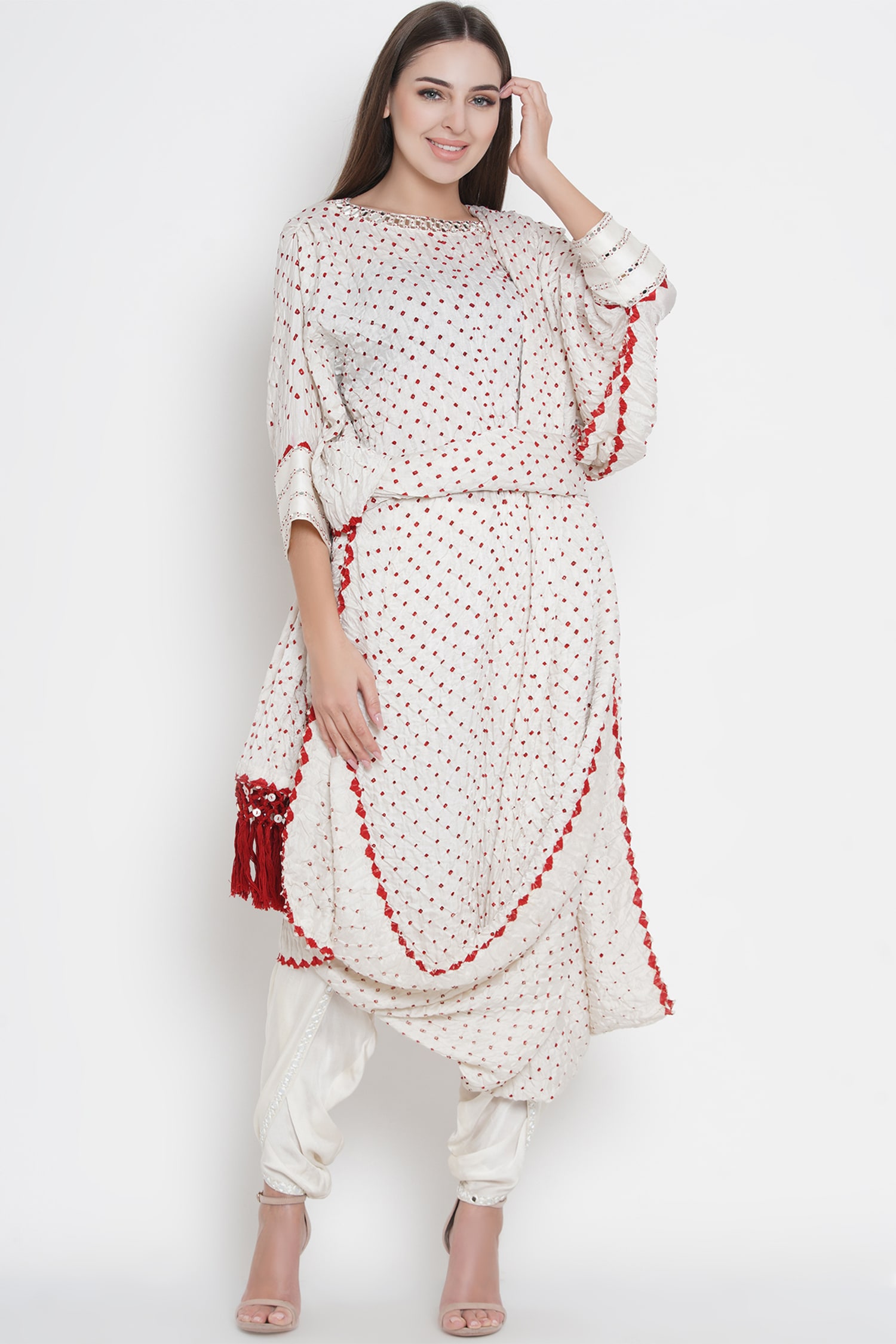 Buy Twenty Nine White Silk Draped Tunic Online | Aza Fashions