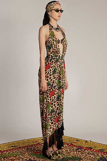 Buy Shivan & Narresh Multi Color Crepe Halter Cover Up Online | Aza ...