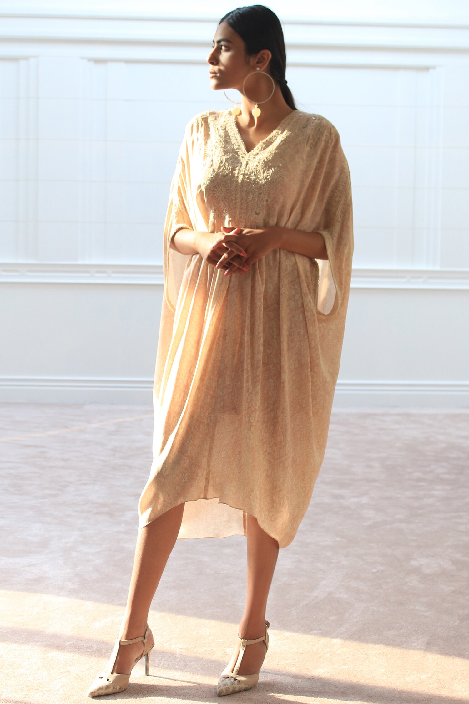 Buy Tarun Tahiliani Pink Georgette Chikankari Kimono Tunic Online | Aza ...