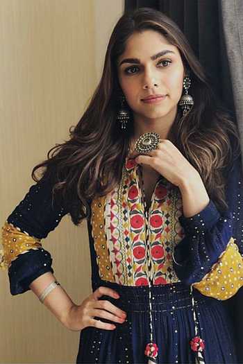 Buy Verb by Pallavi Singhee Blue Cotton Lurex Embroidered Dress Online ...