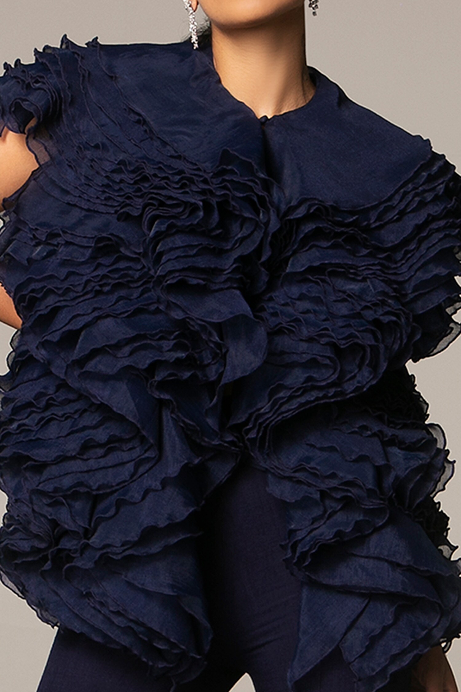 Buy Siddartha Tytler Blue Organza Ruffle Jacket Online | Aza Fashions