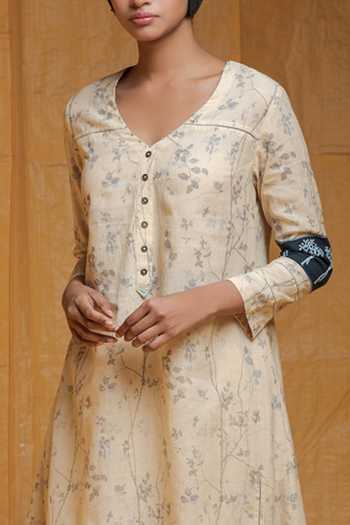 Buy Arte-Alter Beige Handloom Cotton Tunic Online | Aza Fashions