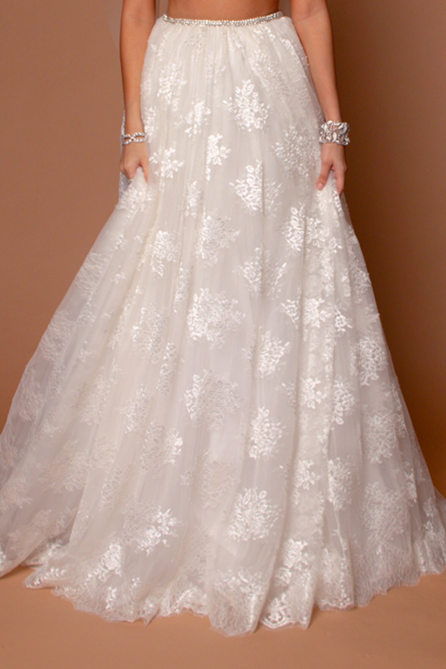 Buy Shehlaa Khan White Lace Blouse And Lehenga Set Online | Aza Fashions