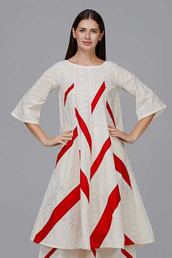 Buy Gulabo by Abu Sandeep White Flared Panelled Dress Online | Aza Fashions