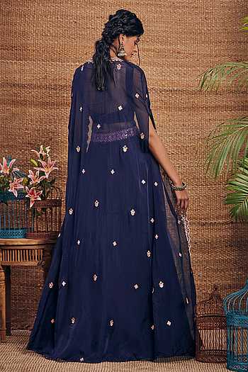 Buy Organza Cape & Skirt Set by Aneesh Agarwaal at Aza Fashions