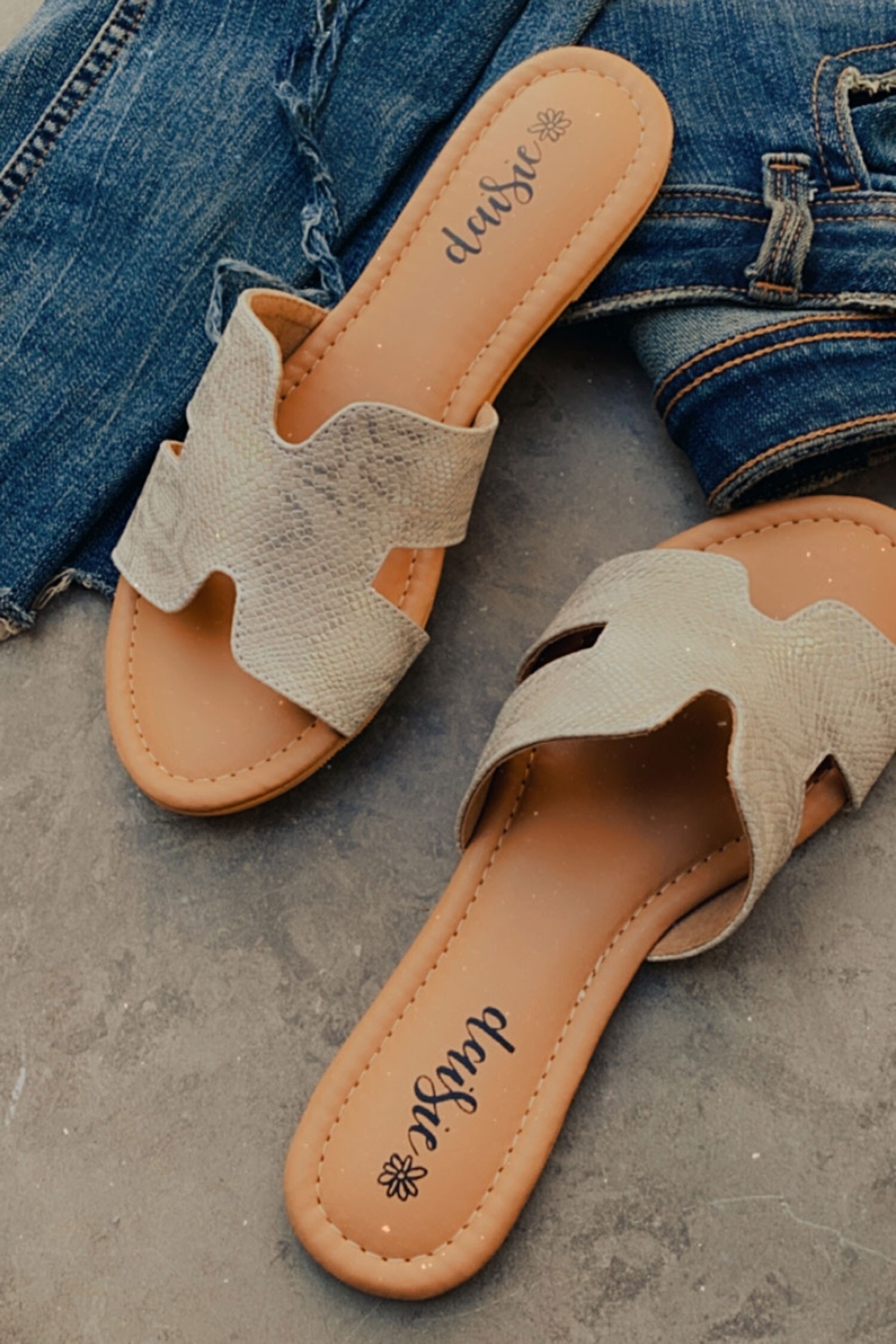 Buy Daisie White Faux Leather Animal Print Sliders Online | Aza Fashions