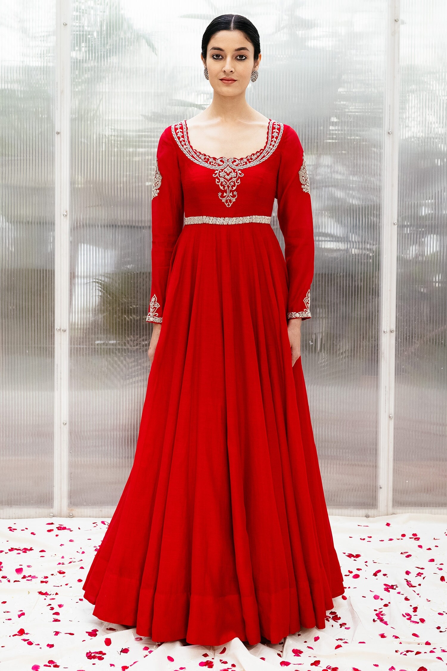 Buy Mrunalini Rao Chanderi Urvi Embroidered Anarkali With Dupatta ...