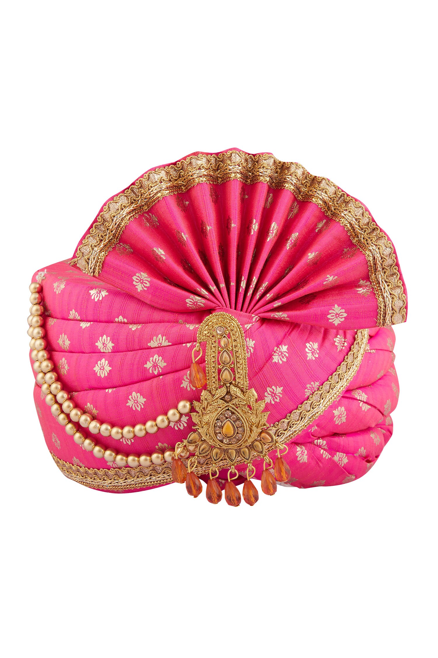 Buy Pink Floral Poly Silk Printed Safa For Men by Samyukta Singhania ...