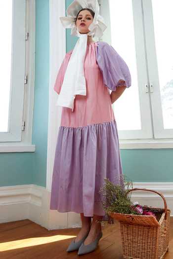Buy Purple Cotton Round Color Block Dress For Women by TheRealB Online ...