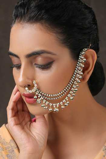 Buy Paisley Pop Multi Pearl Strand Nath Online | Aza Fashions