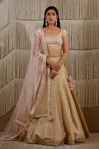 Buy Shyam Narayan Prasad Pink Raw Silk Embroidered Lehenga Set Online ...