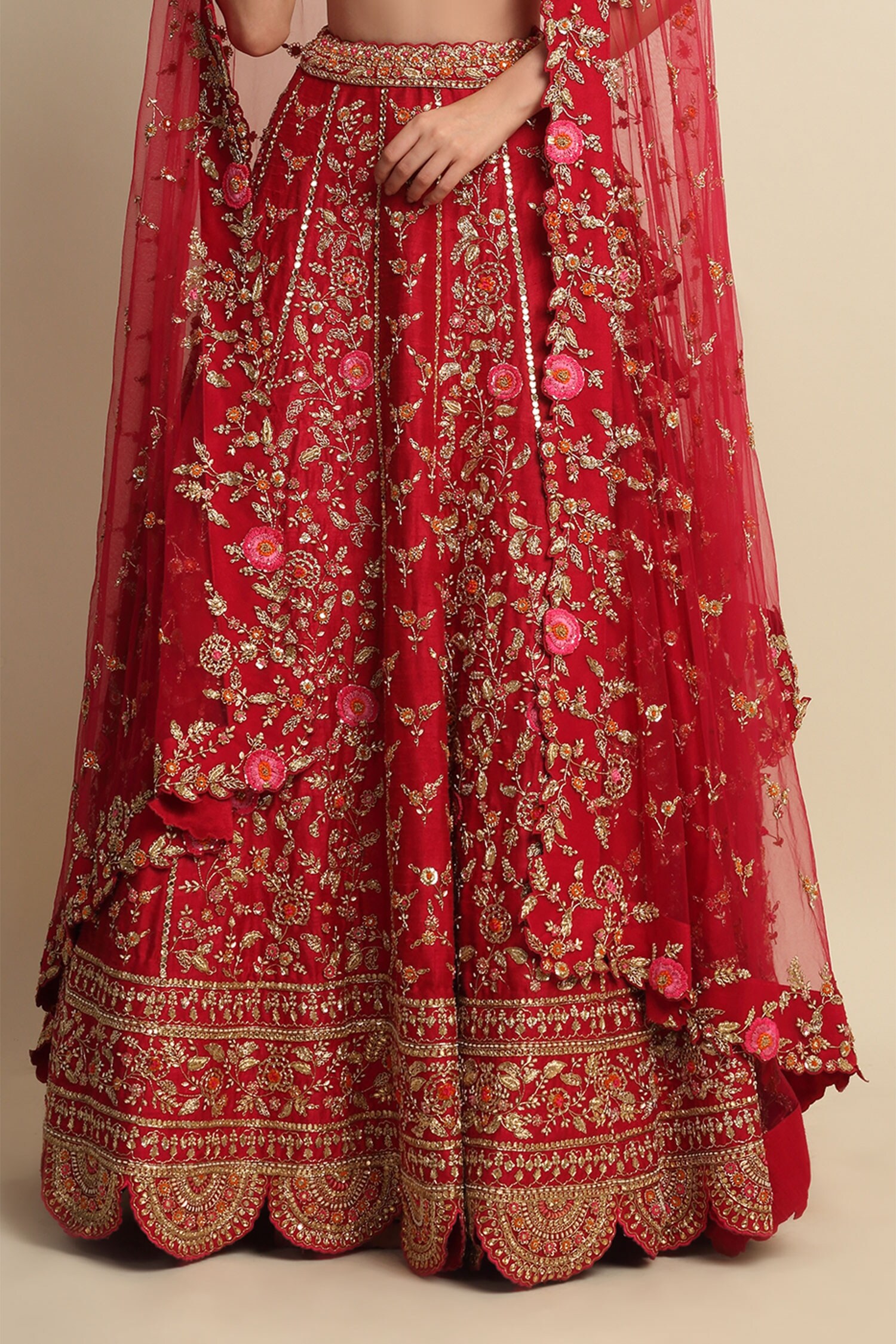 Buy Daddy's Princess Maroon Raw Silk Hand Embroidered Lehenga Set ...