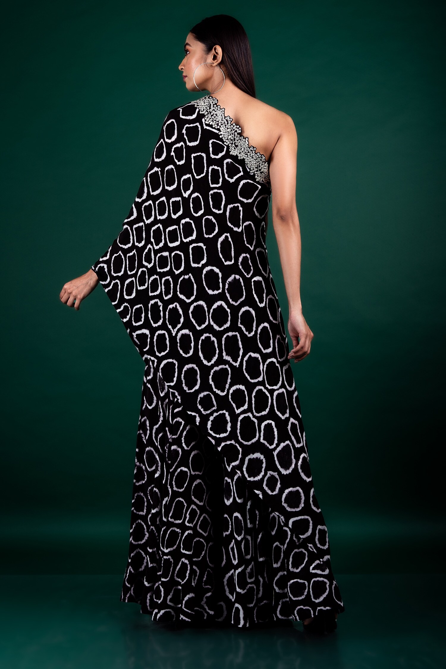 Buy Nupur Kanoi Black Crepe Off Shoulder Cape And Gharara Set Online ...