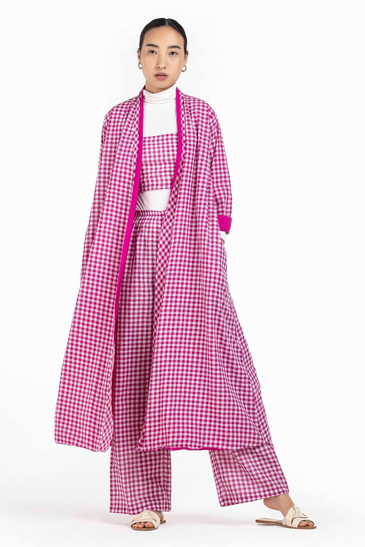 Buy Pink Cotton Woven Checkered Pant For Women by THREE Online at Aza ...