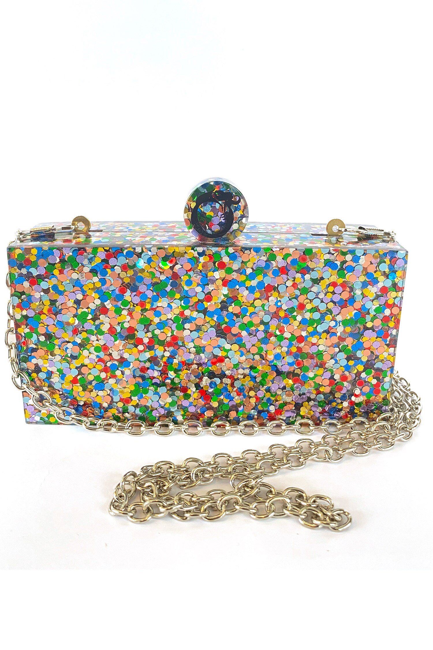 Buy Multi Color Glitter Horizontal Clutch by Oceana Clutches Online at Aza Fashions.