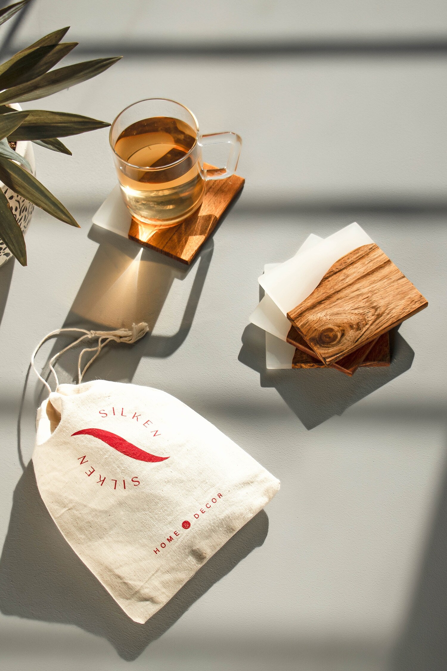 Buy Silken Icicle Wood-epoxy Coasters (Set of 4) Online | Aza Fashions