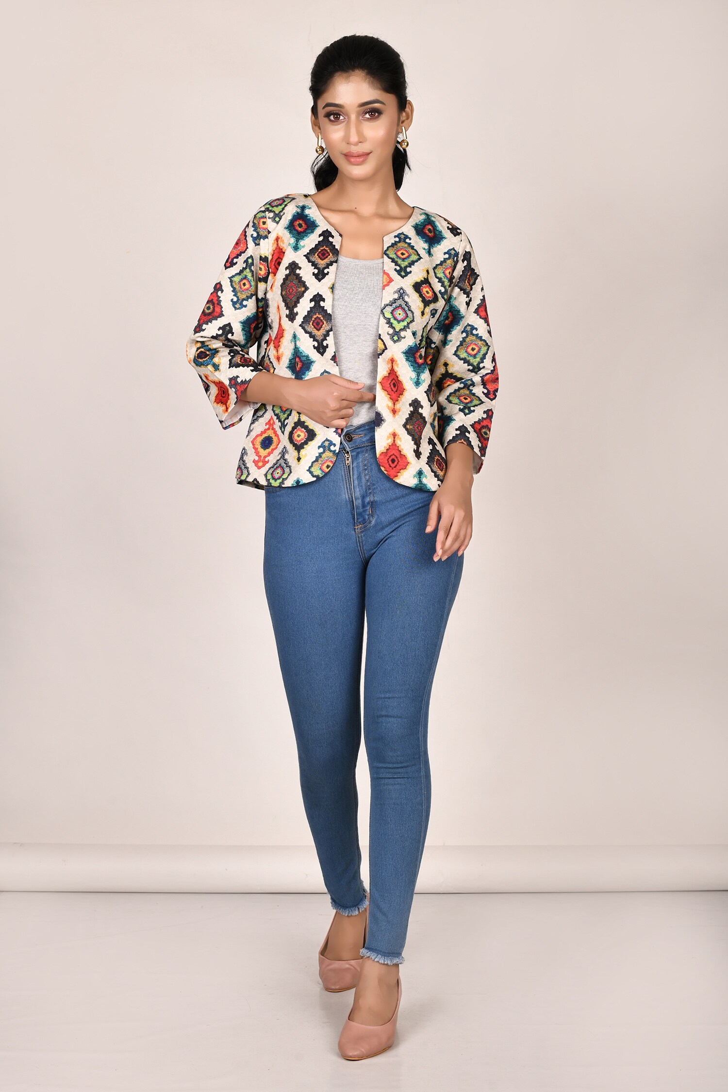 Buy Multi Color Geometric Print Jacket For Women by Samyukta Singhania ...