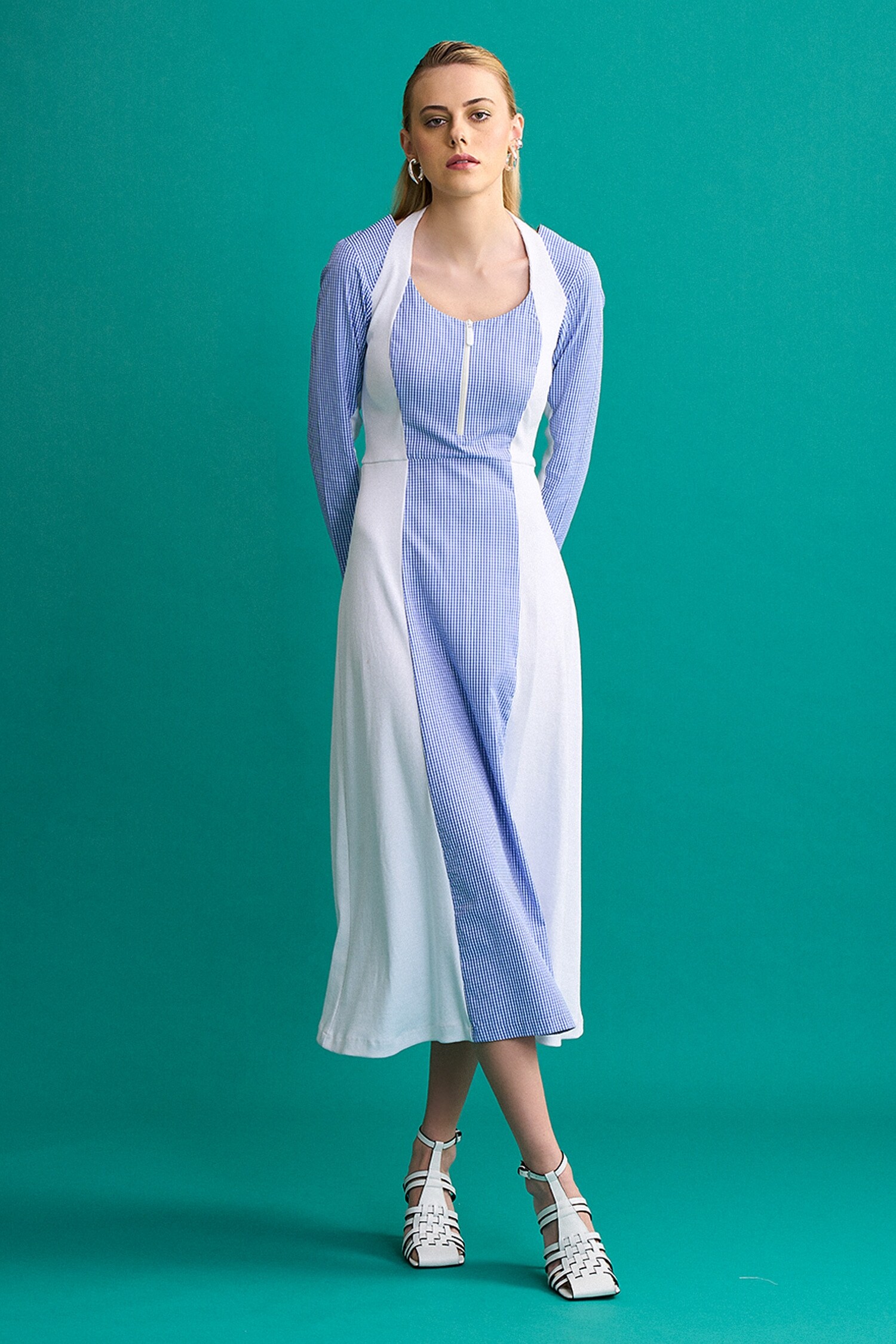 Buy Notebook Blue Gingham Claire Micro-checkered Dress Online | Aza ...