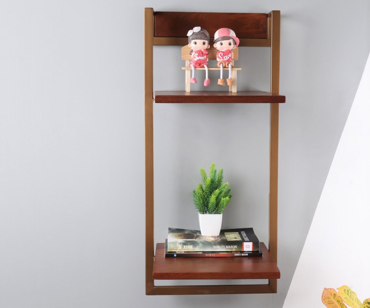 Buy Brick Brown Gemmy Cinnamon Vertical Wall Shelf Online | Aza Fashions