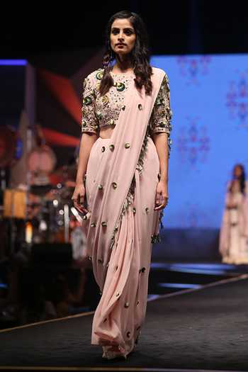 Buy Payal Singhal Pink Georgette Aleyna Embroidered Saree With Choli ...