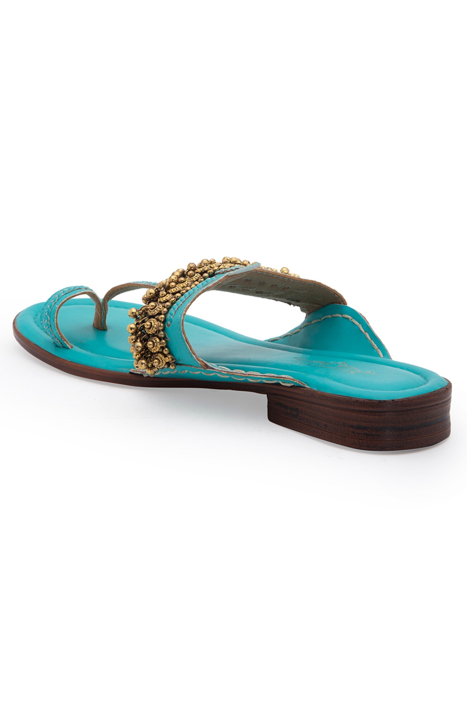 Buy 5 elements Blue Ghunghroo Kolhapuri Flats Online | Aza Fashions