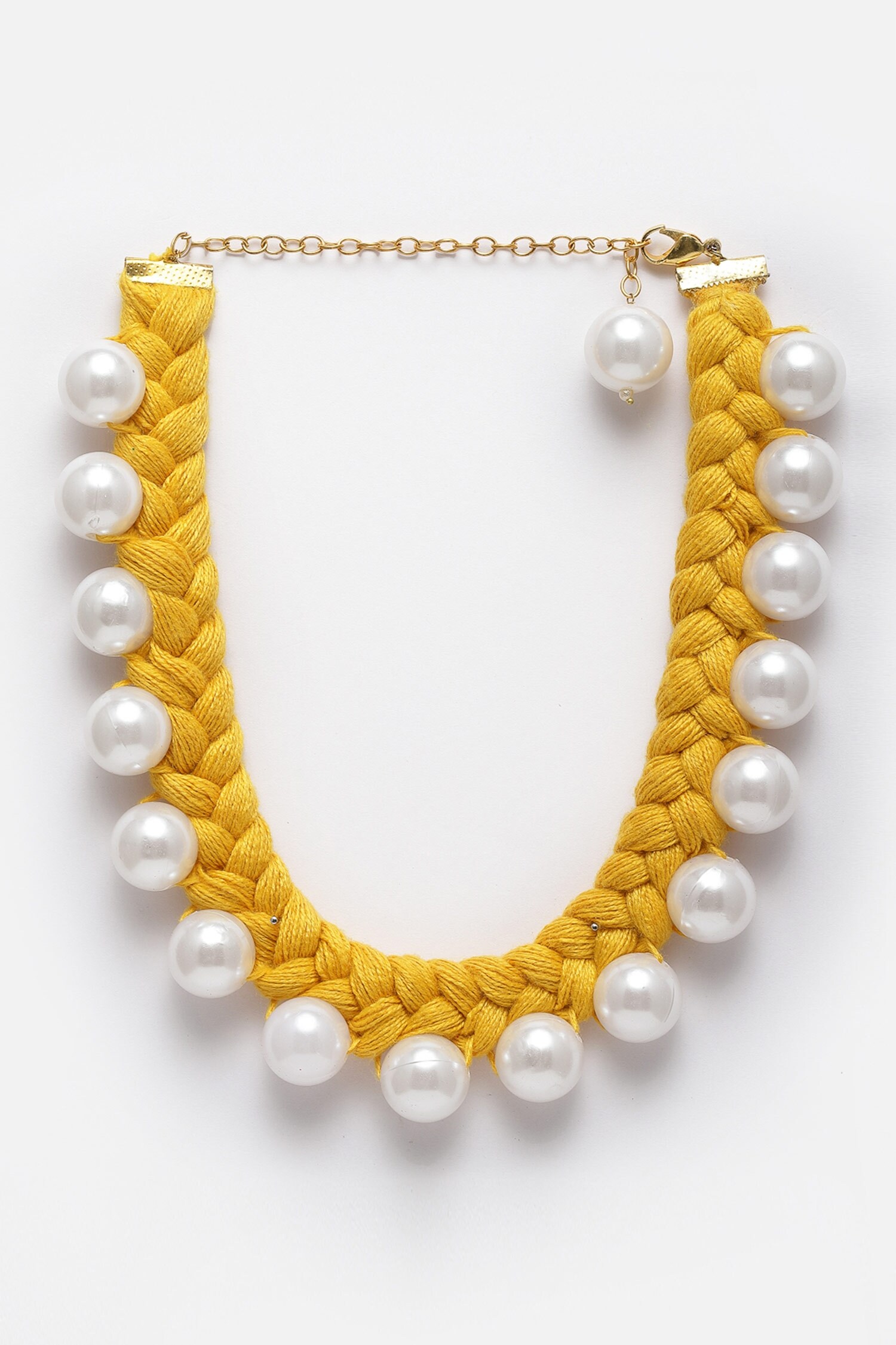 Buy White Pearls Braided Thread Necklace by Dugran By Dugristyle Online ...