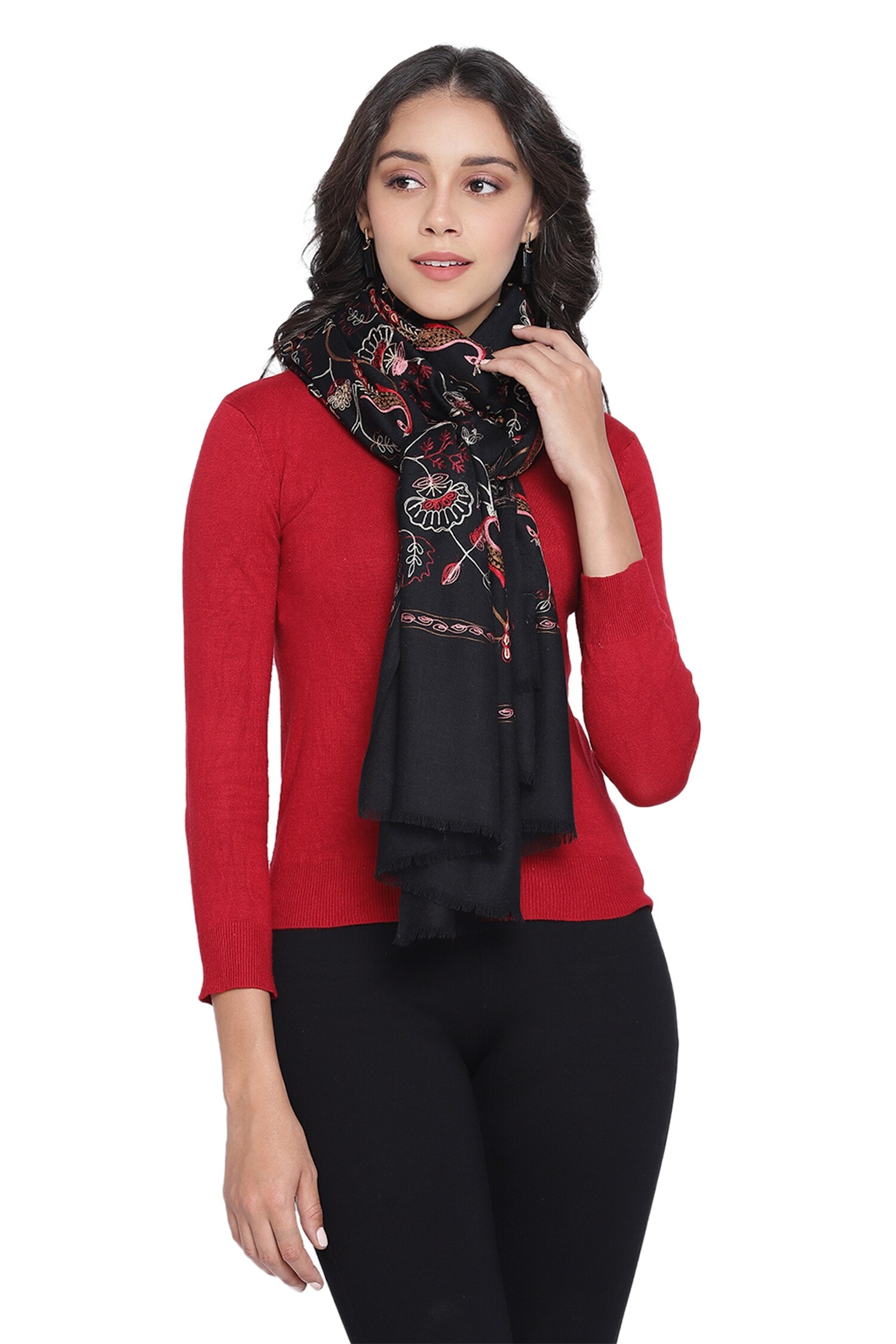 Buy Shingora Floral Embroidered Stole Online | Aza Fashions