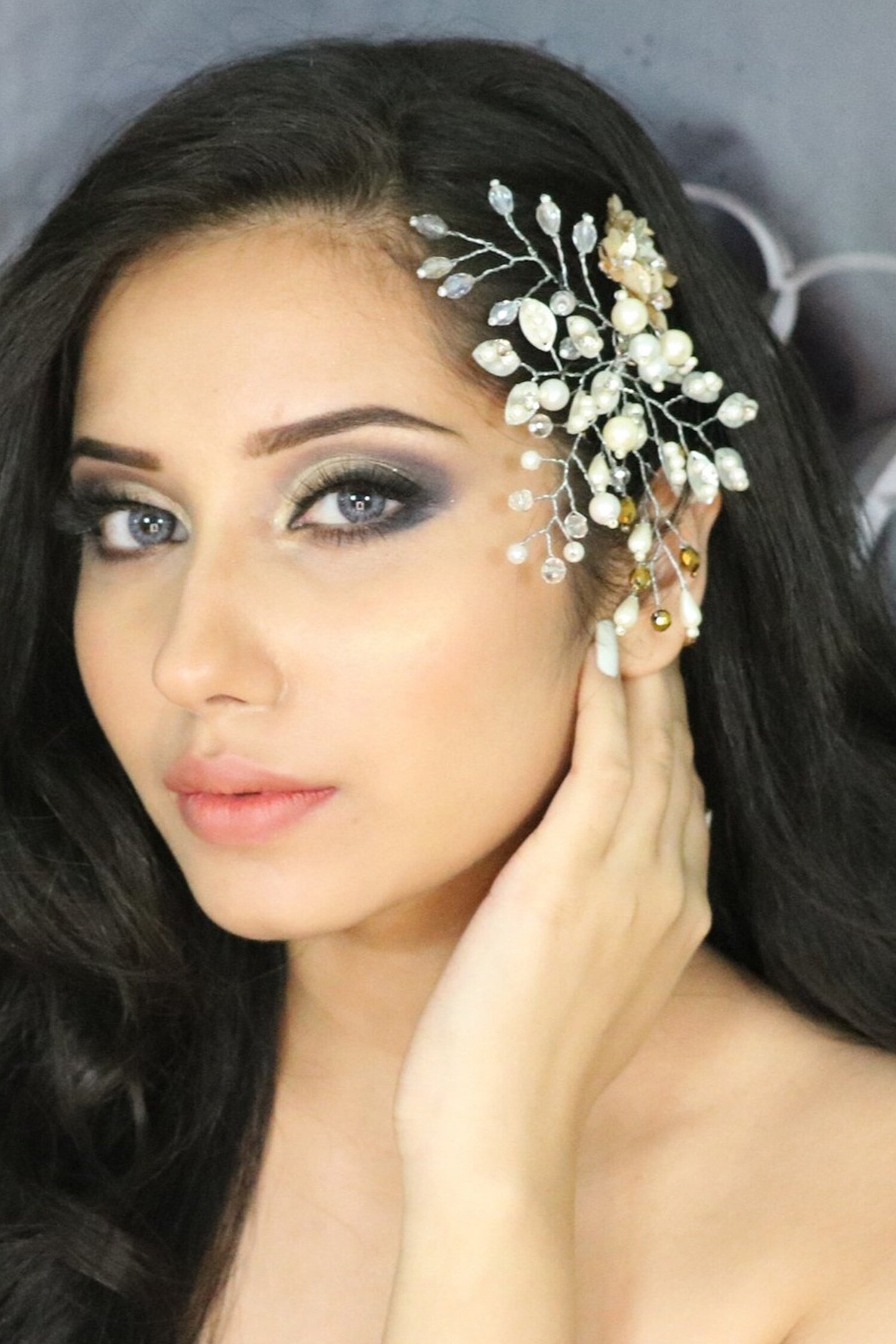 Buy Silver Embellished Daisy Hair Clip by Born Flash Online at Aza ...