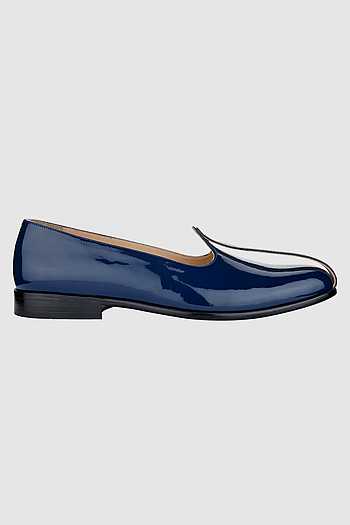 Buy Blue Leather Mojaris For Men by Sko Online at Aza Fashions.