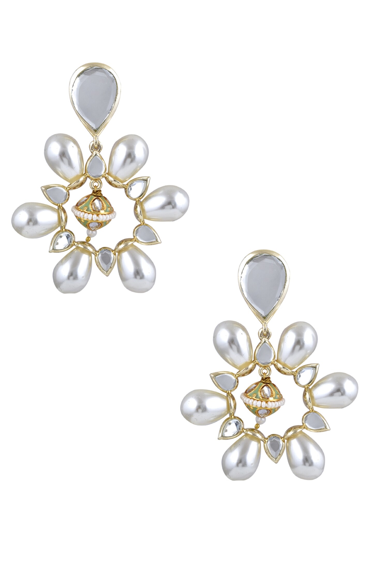 Buy Curio Cottage Enamelled Mirror Dangler Earrings Online | Aza Fashions