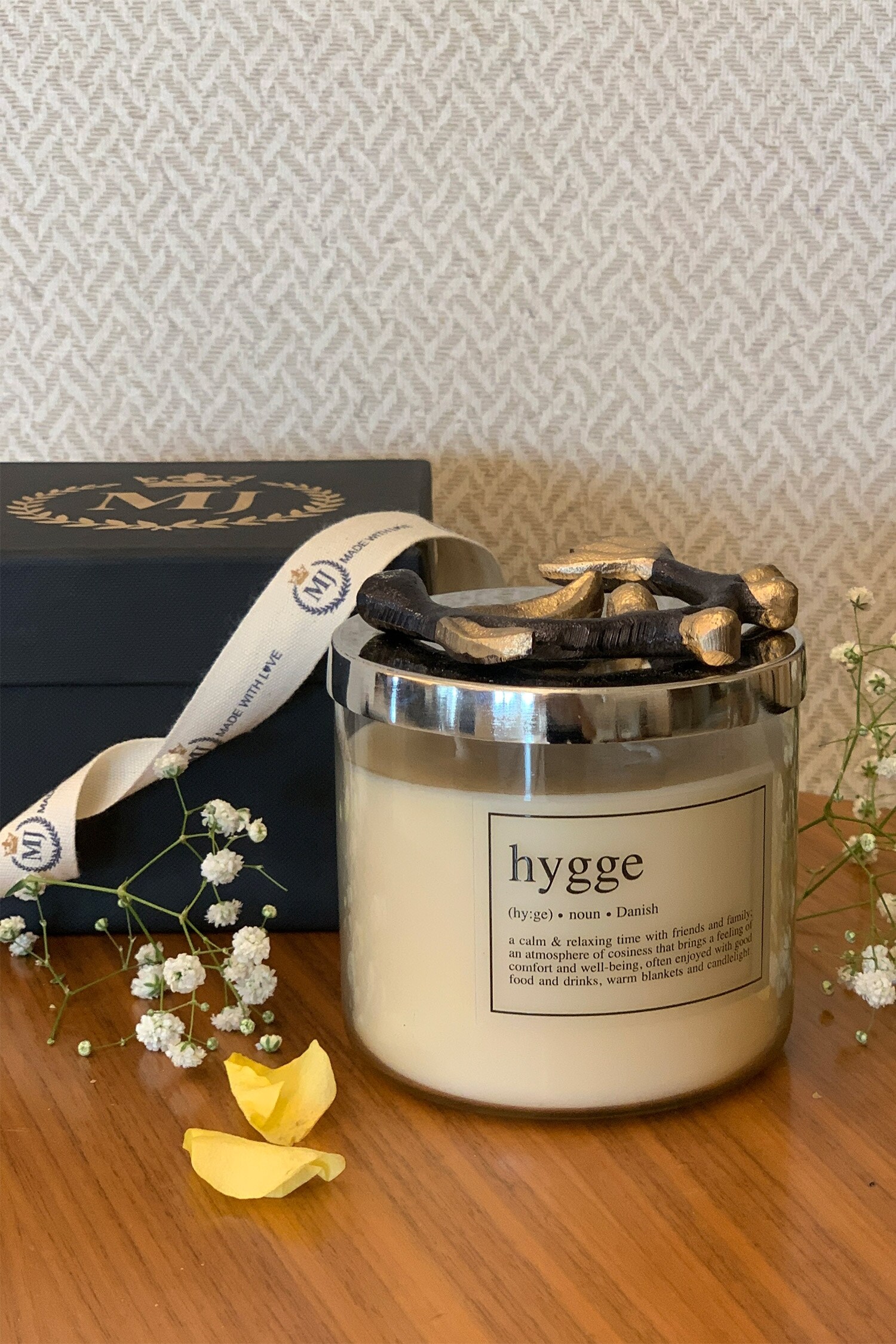 Buy MJ Label Hygge Glass Jar Candle With Fancy Lid Online | Aza Fashions
