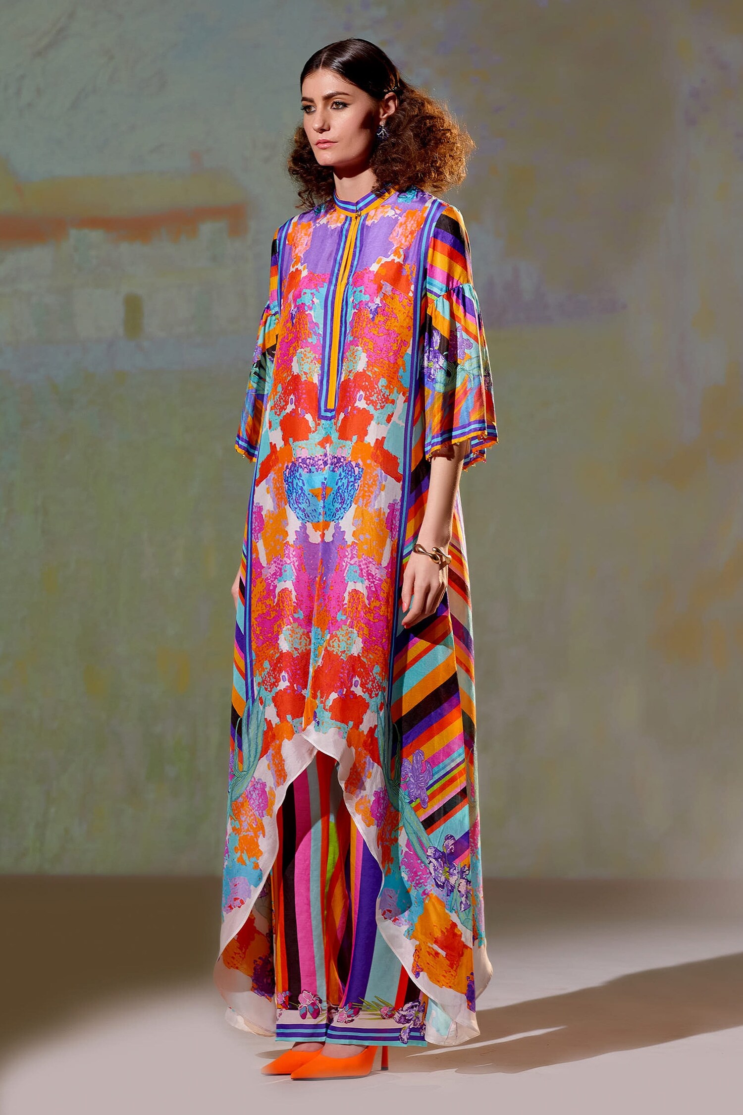 Buy Rajdeep Ranawat Multi Color Chetna Silk Flared Tunic Online | Aza ...