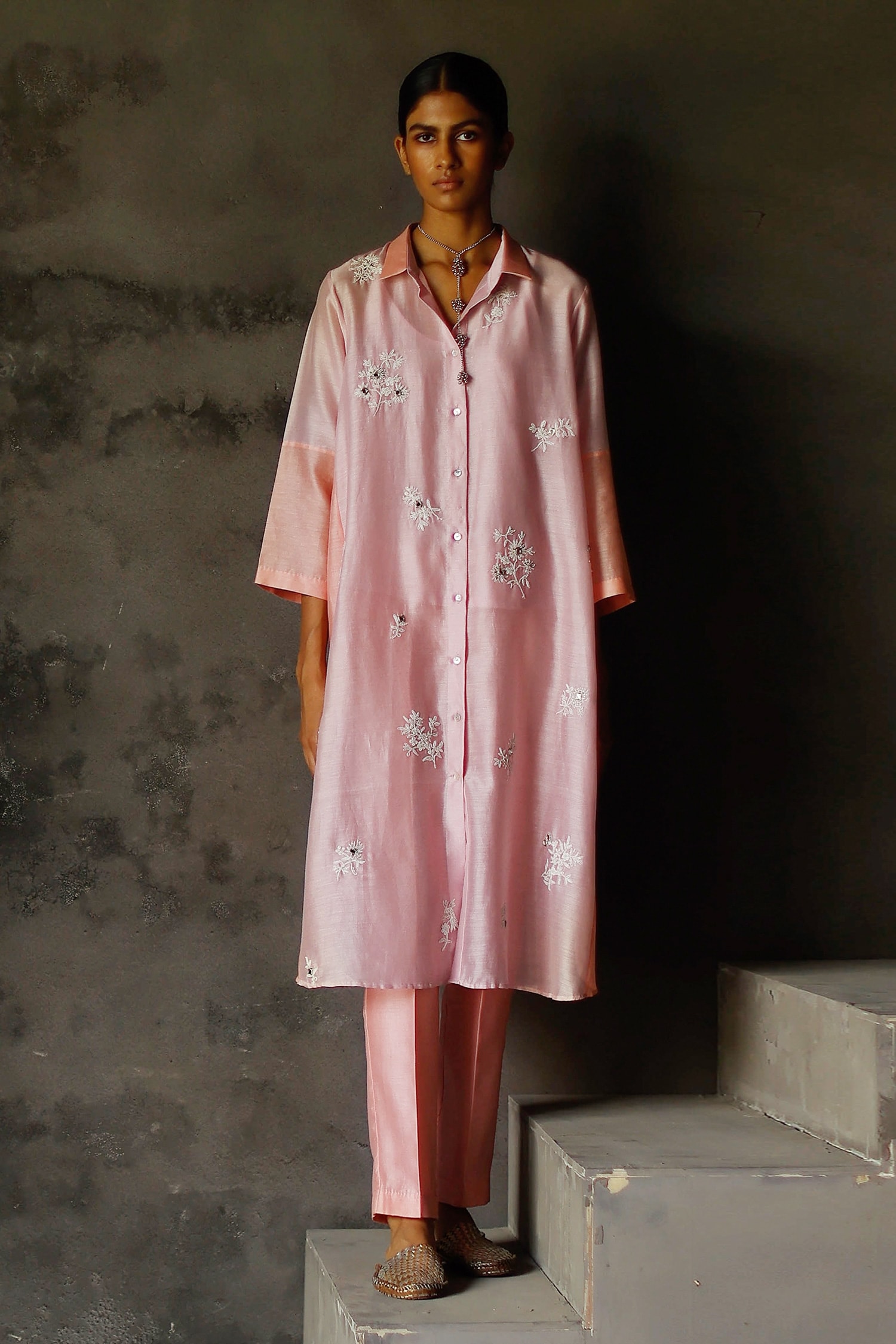 Buy Shikha Mehta Purple Yami Chanderi Silk Tunic And Pant Set Online ...