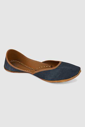 Buy Jutti Express Blue Jacquard Juttis Online | Aza Fashions