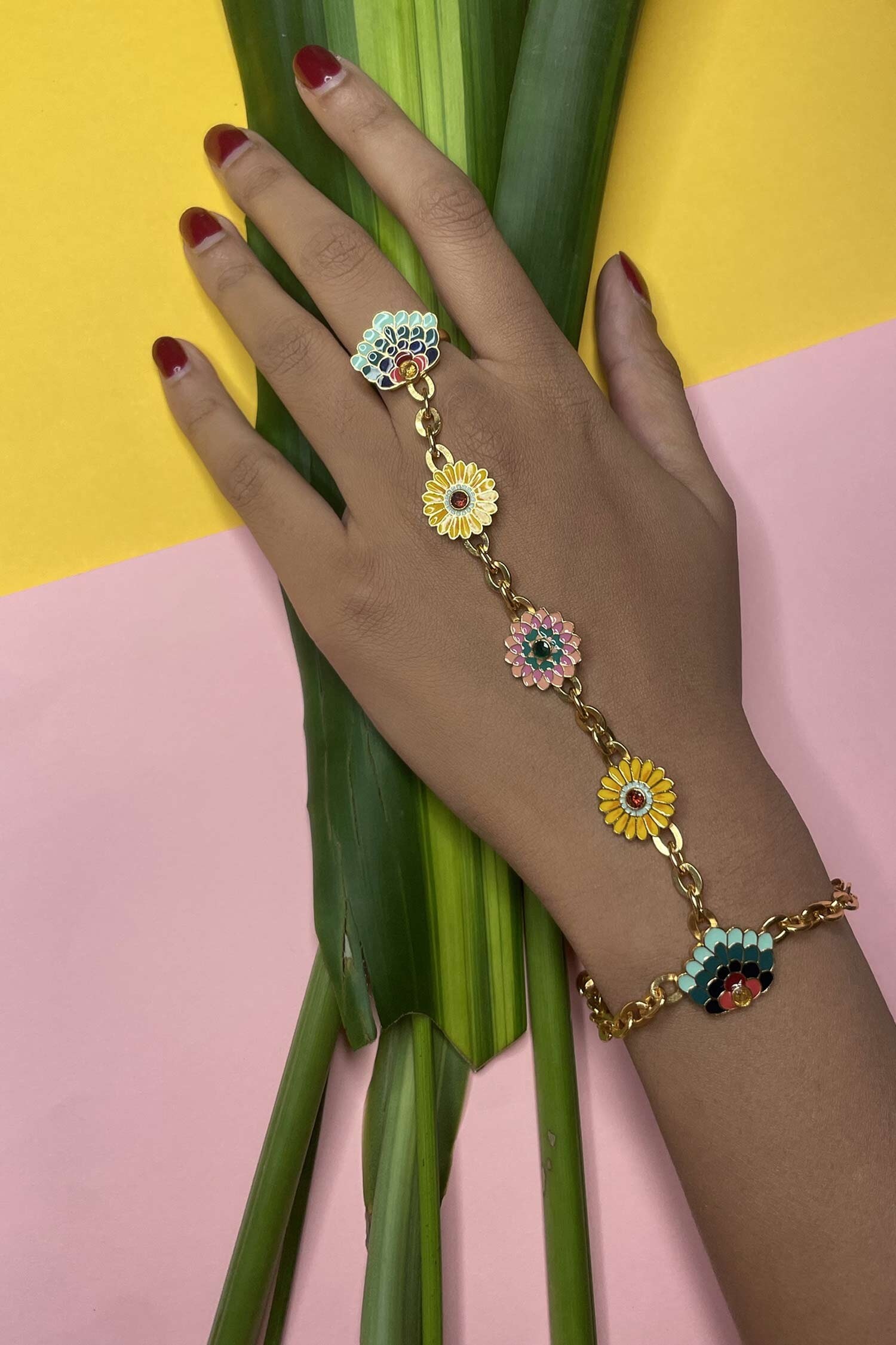 Buy And Also Multi Flower Hand Harness Online | Aza Fashions