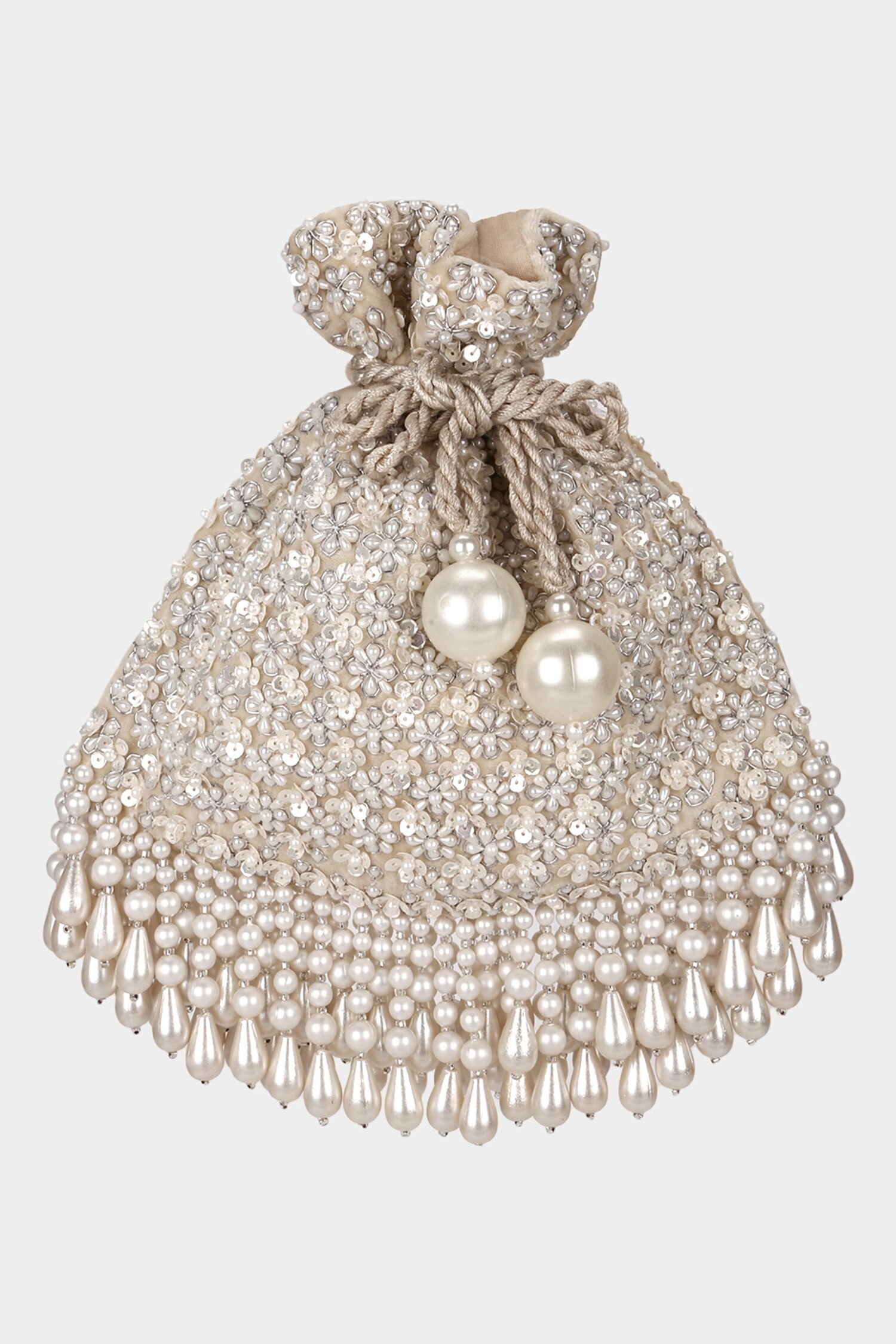 Buy White Embroidered Candace Potli by Aanchal Sayal Online at Aza ...