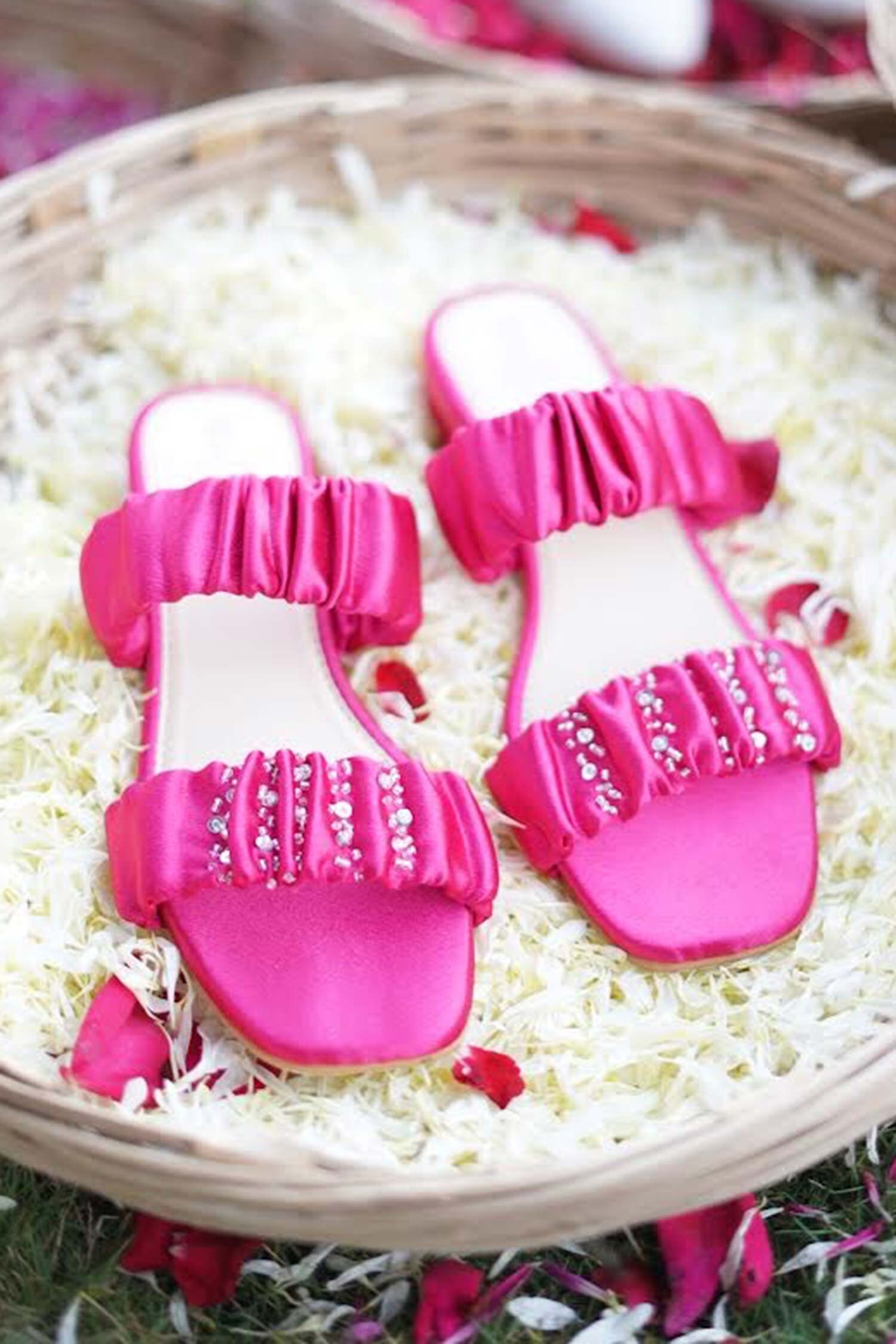 Buy The Frou Frou Studio Pink Satin Inara Ruffle Sandals Online | Aza ...