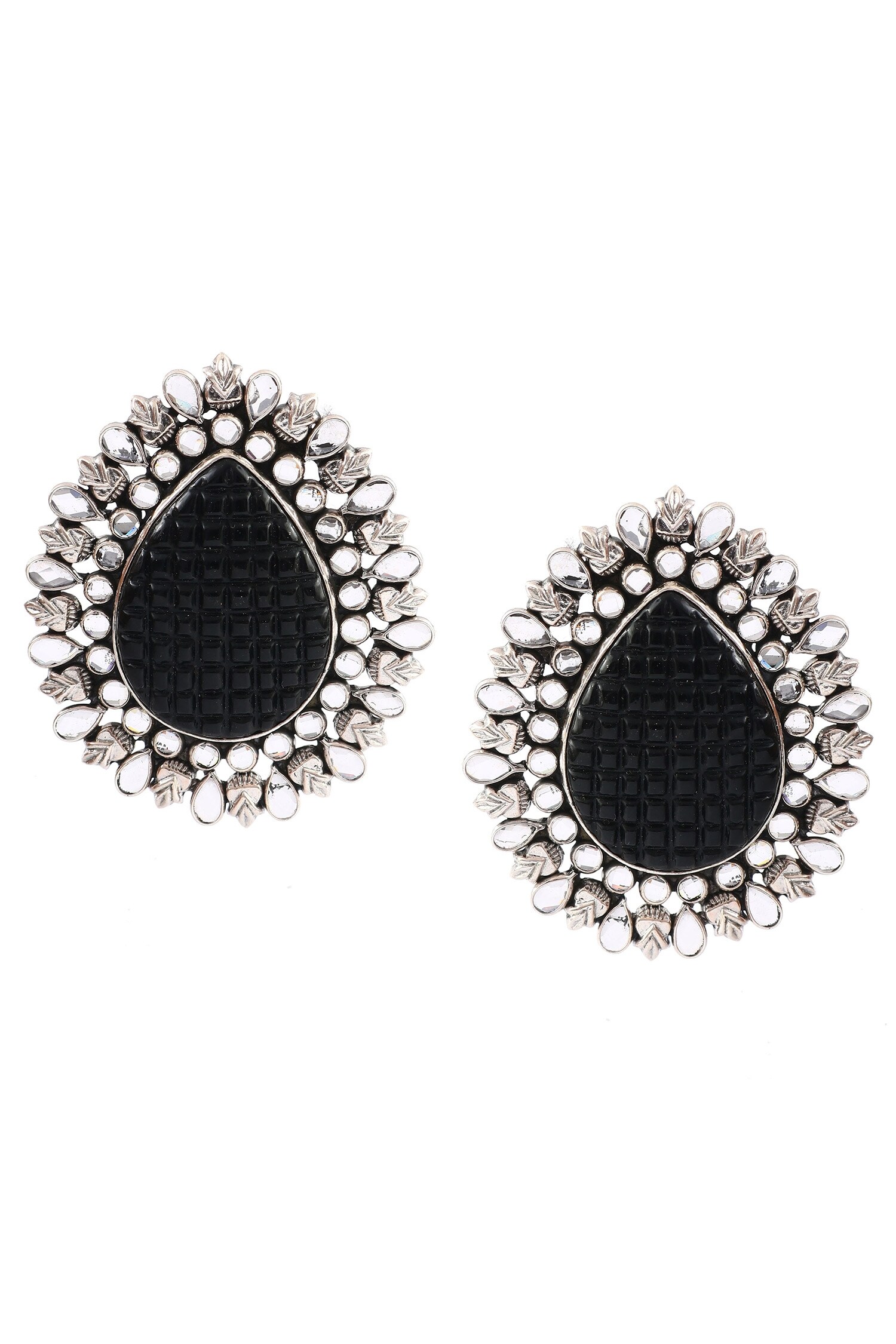 Buy Noor Tear Drop Shaped Stud Earrings Online | Aza Fashions