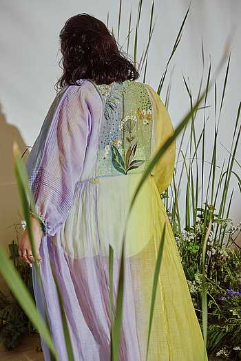 Buy Half Full Curve Purple Chanderi Tropical Garden Ombre Jacket Online ...