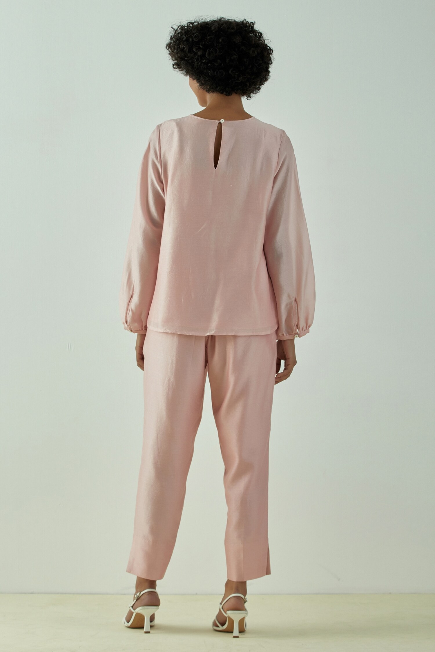 Buy Madder Much Pink Cotton Silk Miriam Demure Top And Pant Set Online ...