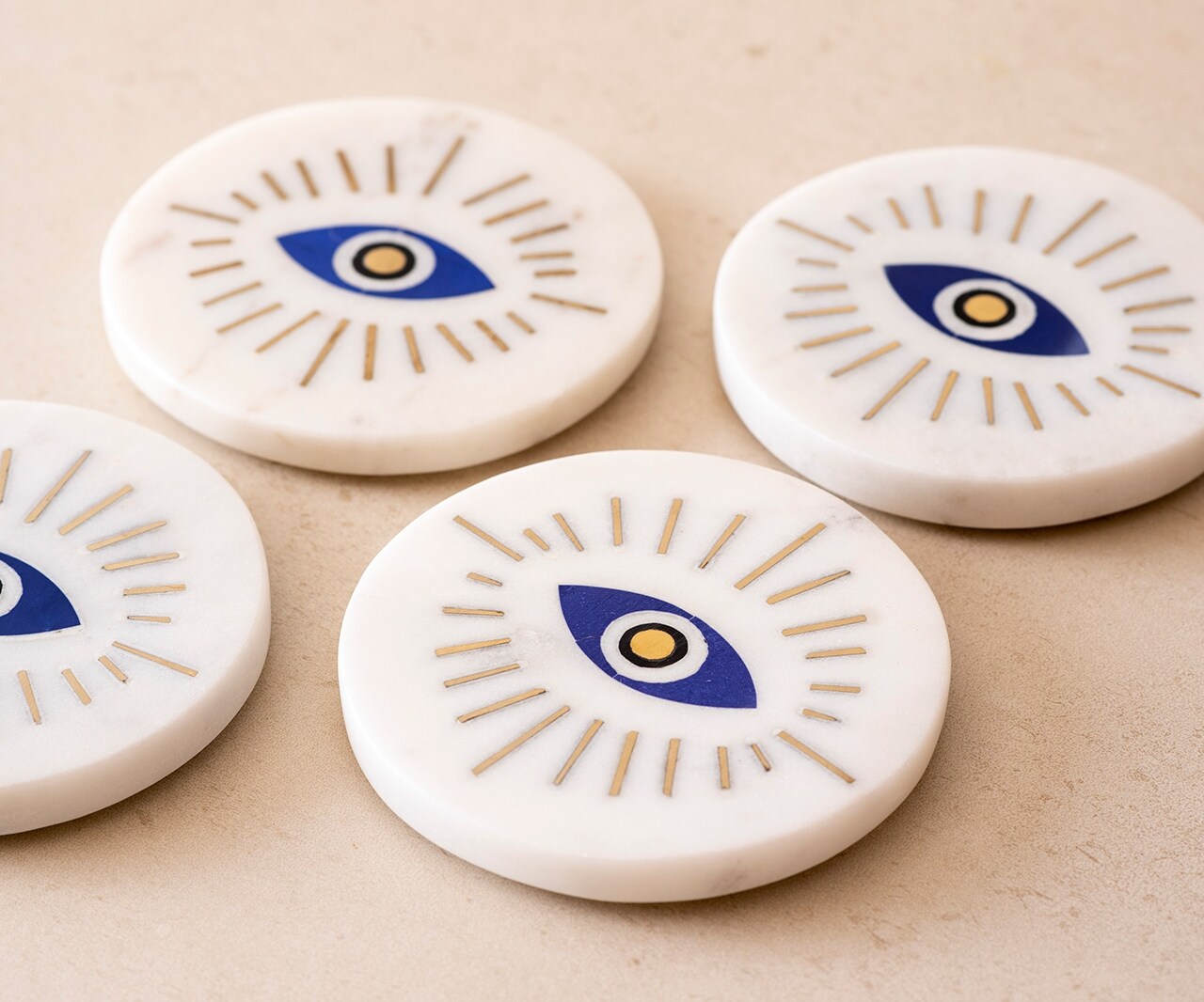Buy The Decor Remedy Evil Eye Coasters (Set of 4) Online | Aza Fashions