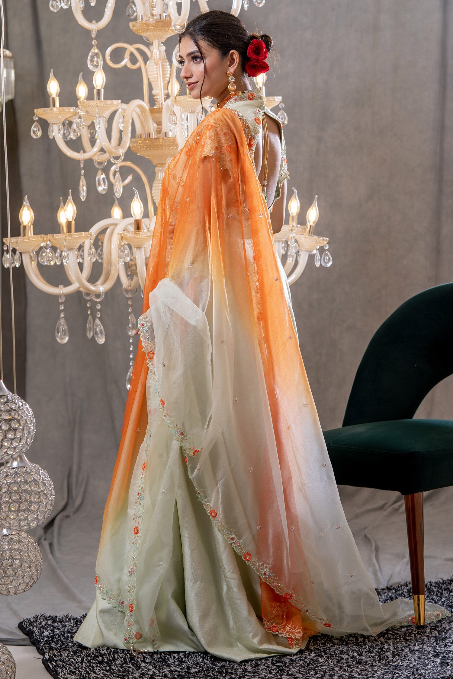 Buy Tamaraa By Tahani Green Crepe Keya Embroidered Anarkali Set Online ...