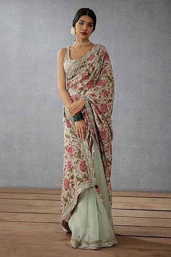 Buy Green Handwoven Chanderi Embroidered Chintz Jaituni Revathi Saree ...