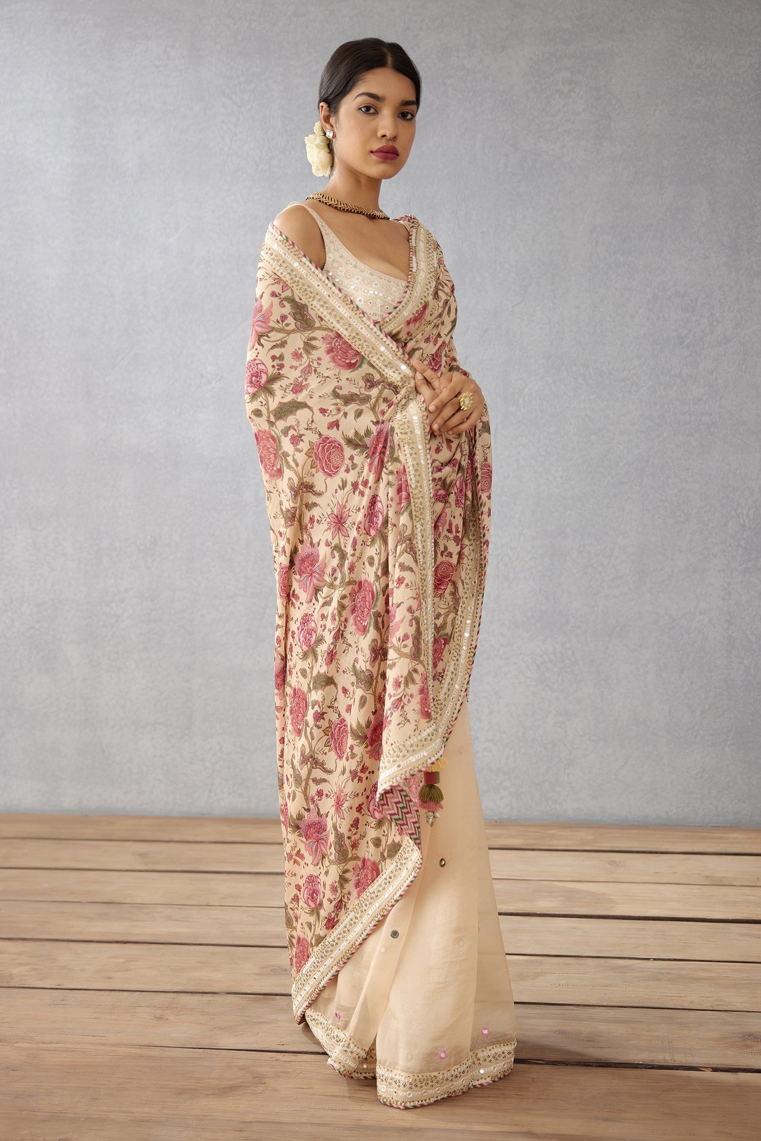Buy Torani Beige Handwoven Chanderi Kasturi Revathi Saree Online | Aza ...
