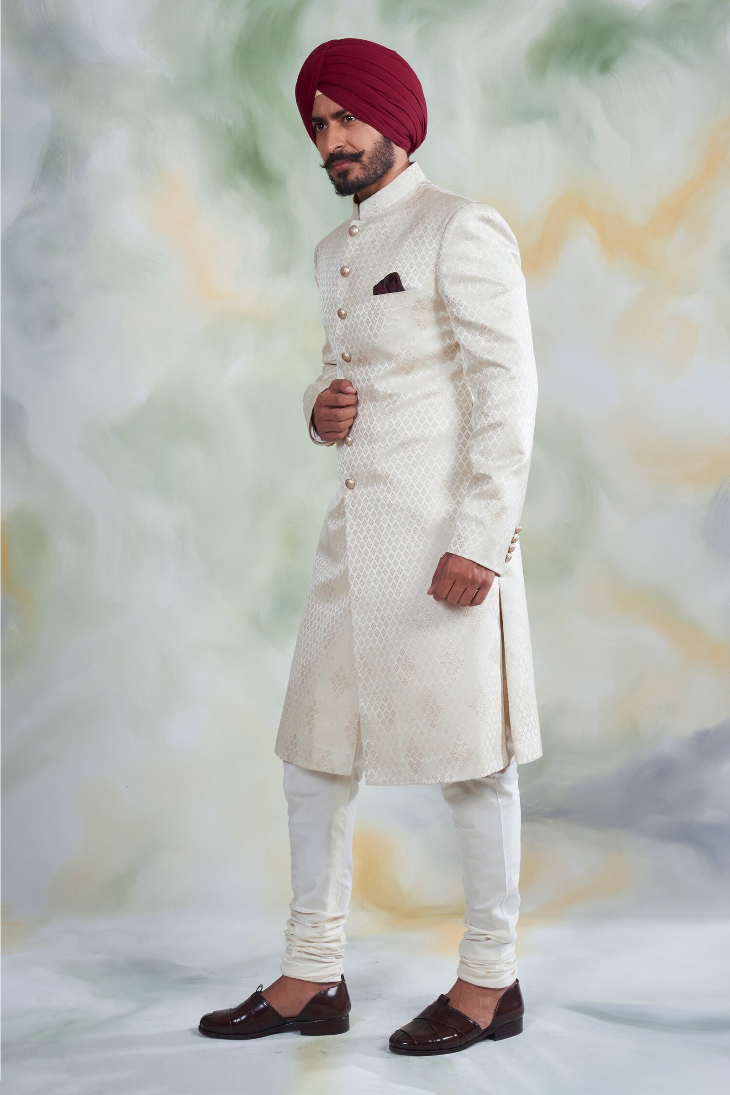 Buy Gargee Designers White Poly Viscose Jacquard Geometric Woven ...