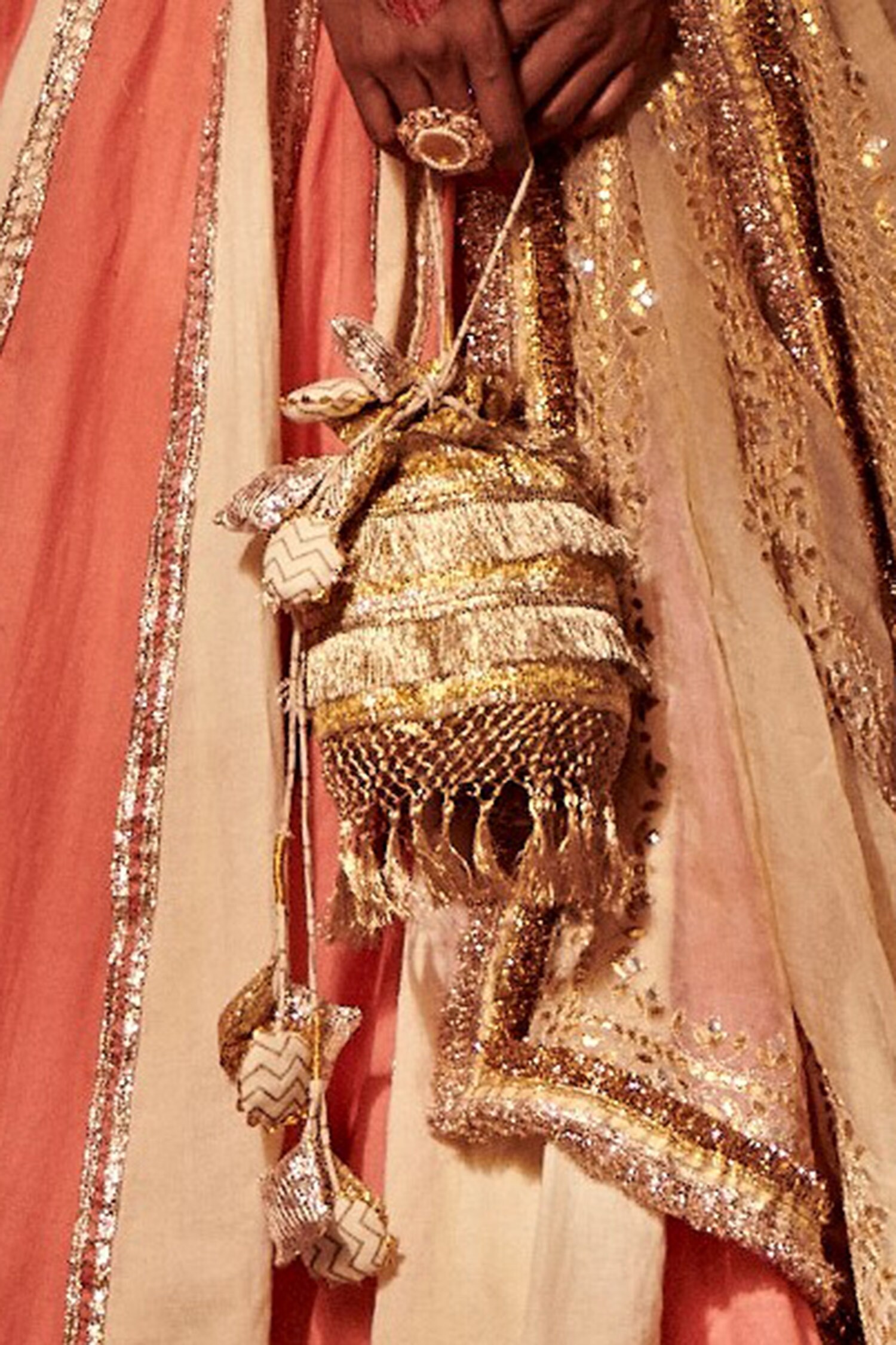 Buy Gold Embellished Lampi Potli by Itrh Online at Aza Fashions.