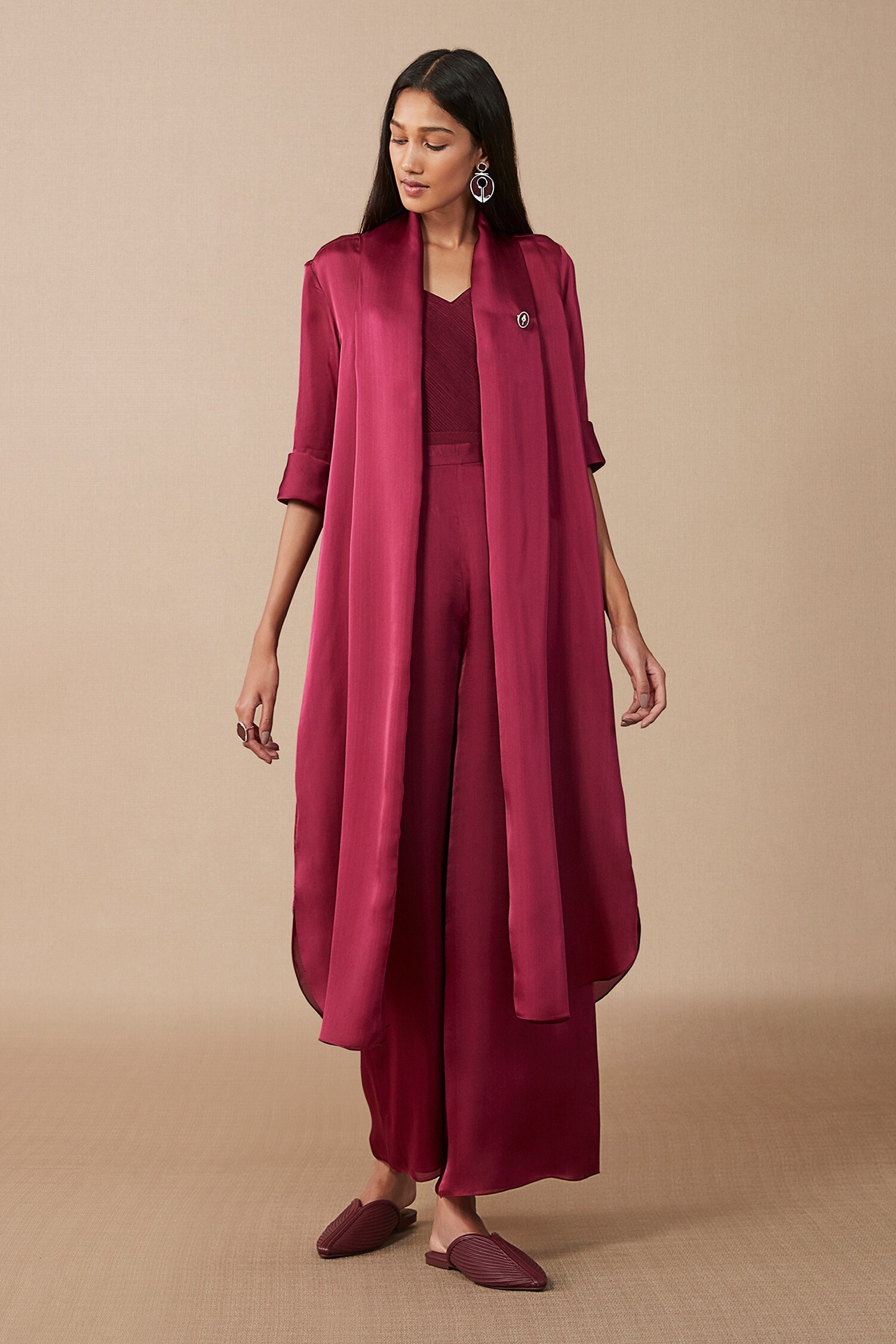 Buy AMPM Maroon Satin Organza Aileen Throw With Leotard Online | Aza ...
