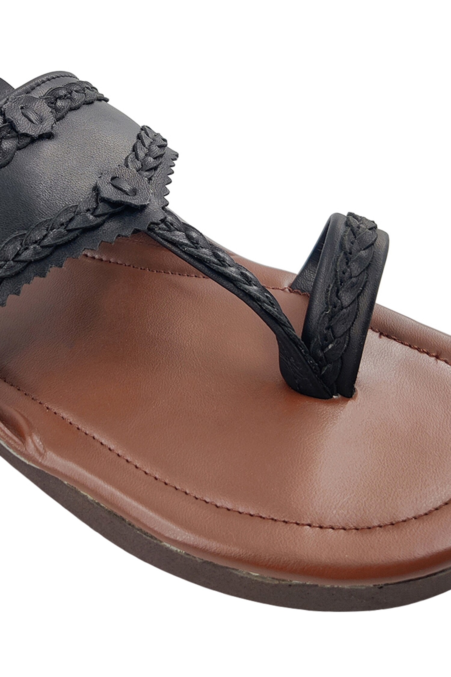 Buy The Madras Trunk Brown Leather Handcrafted Braided Kolhapuri Flats ...
