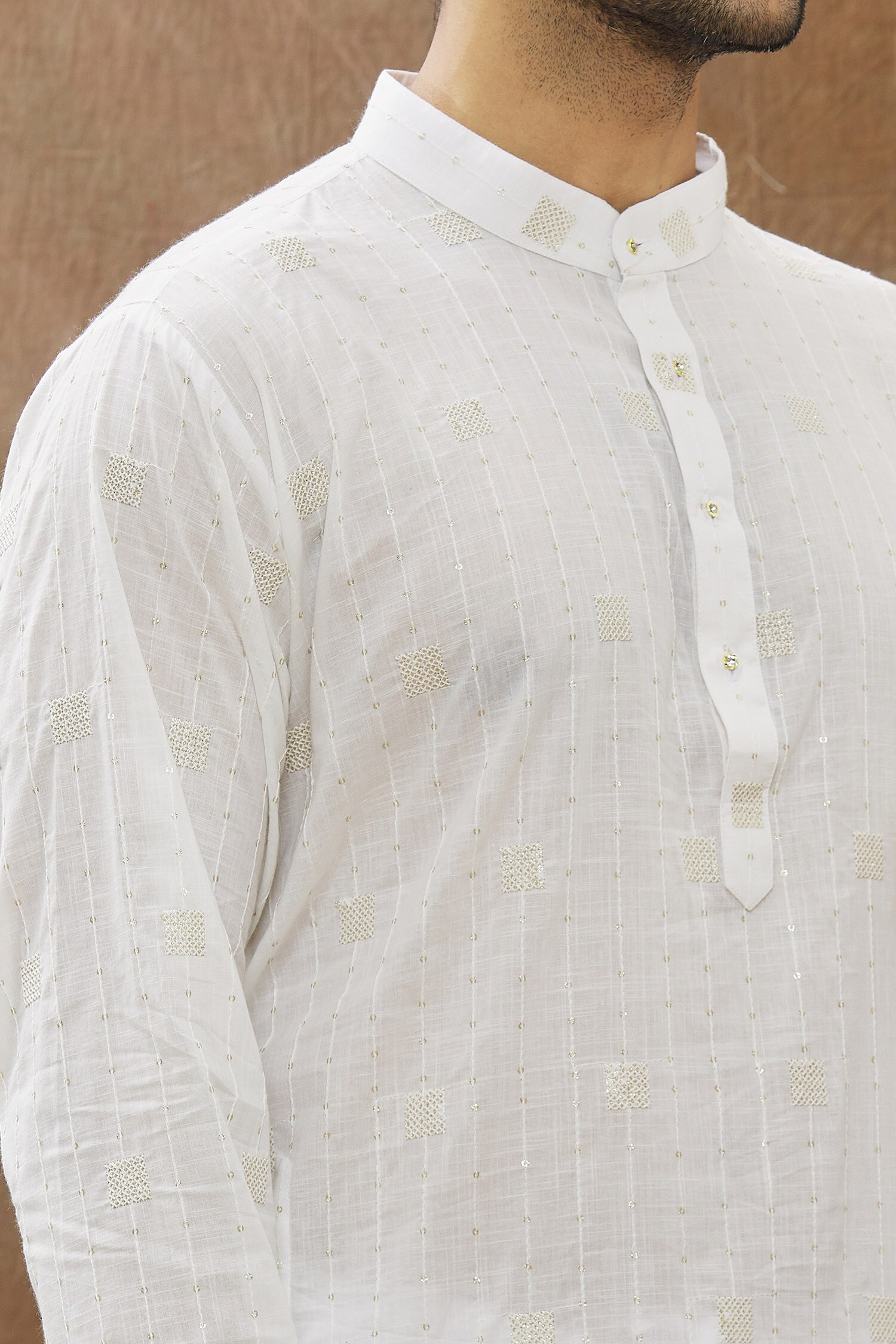 Buy Aham-Vayam White Cotton Embroidered Kurta Set Online | Aza Fashions