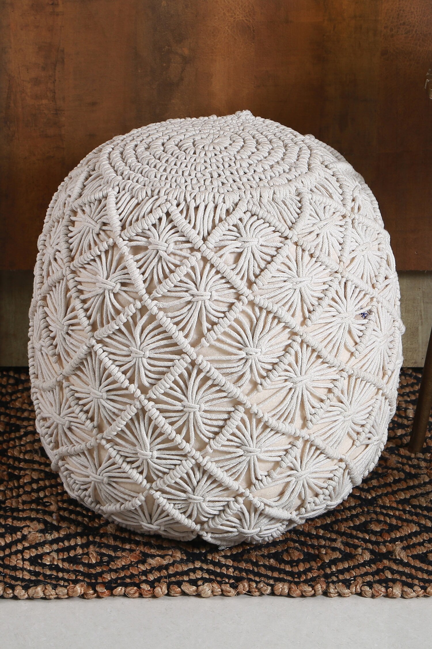 MANOR HOUSE Macrame Ottoman Pouf